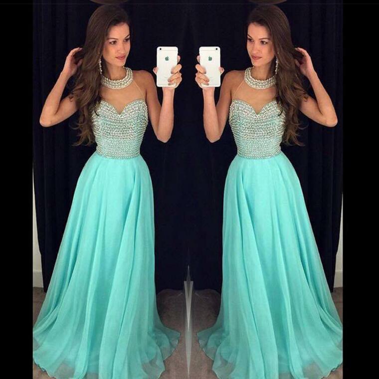 Prom Dress, A-line Prom Dress, Halter Prom Dress, Chiffon Prom Dress ...